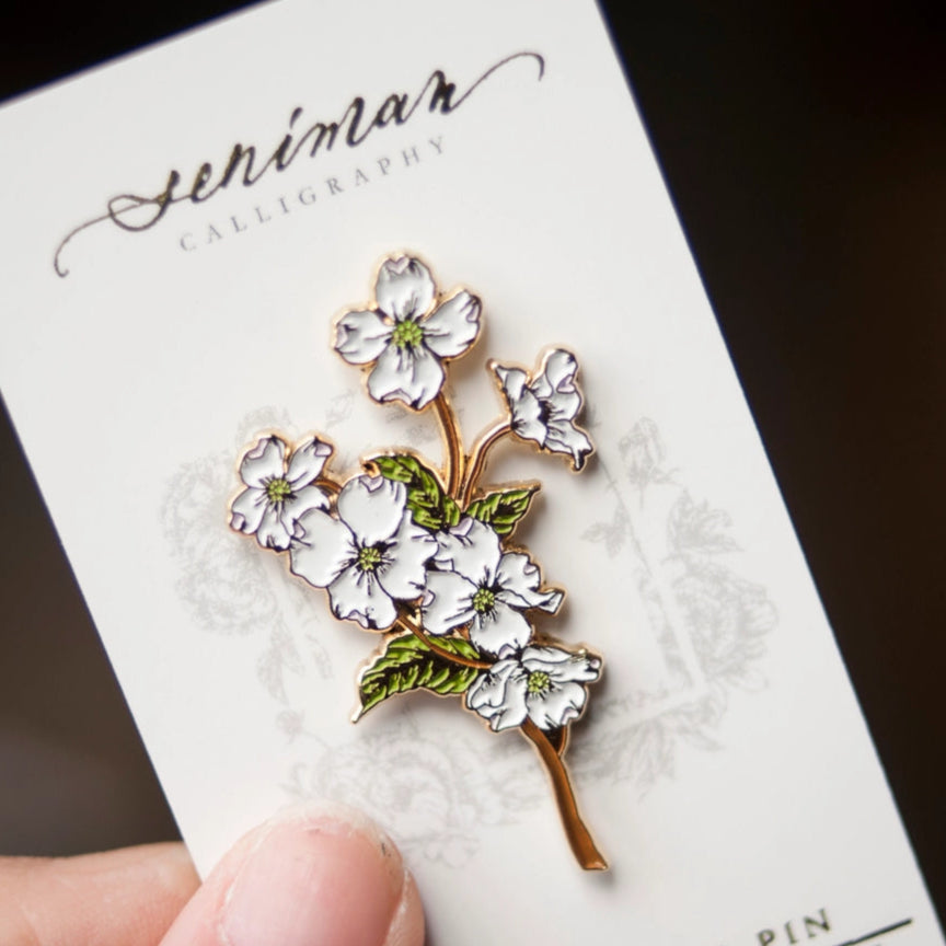 Dogwood Enamel Pin – Carolina Flowers